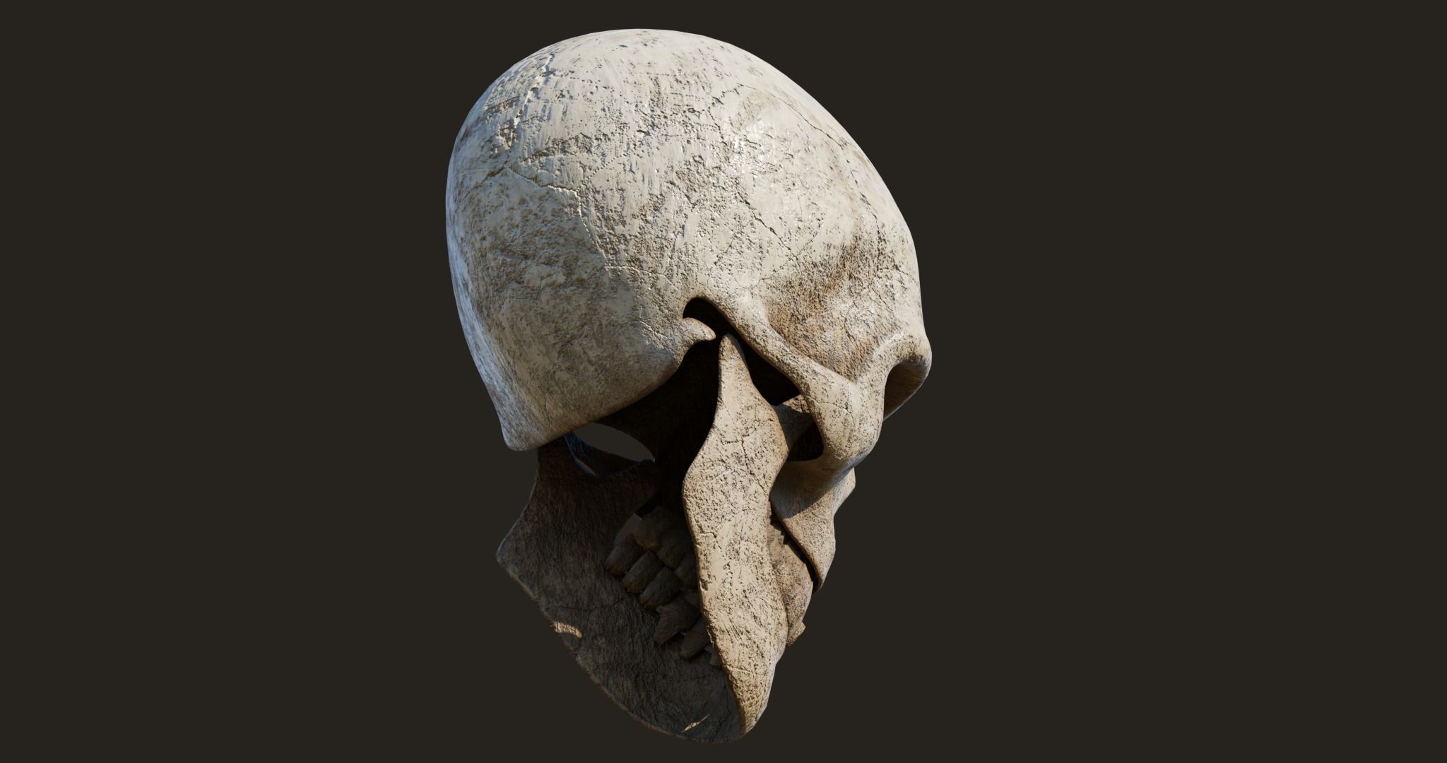 3D model Old Crack Skull With PBR Unity UE V-ray Textures Included VR ...