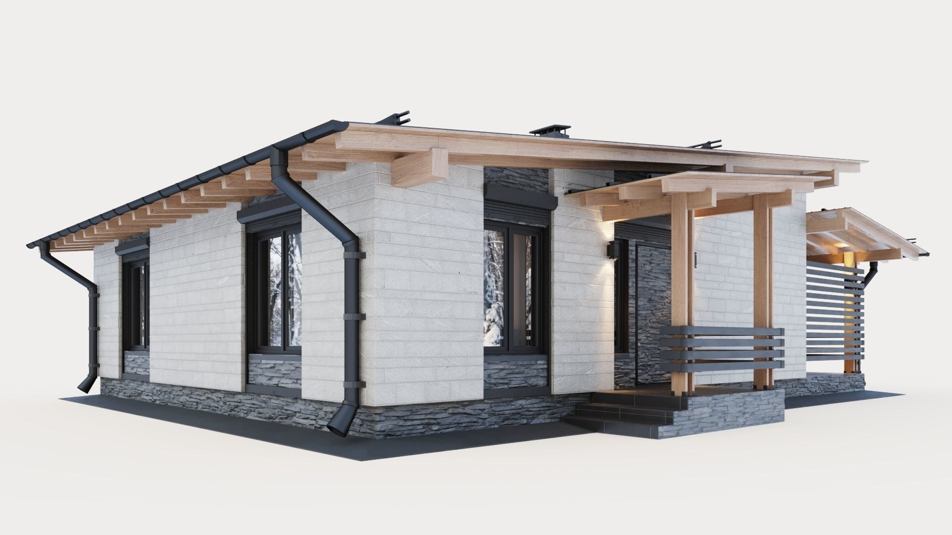 One-story cottage with a large terrace 3D model | CGTrader