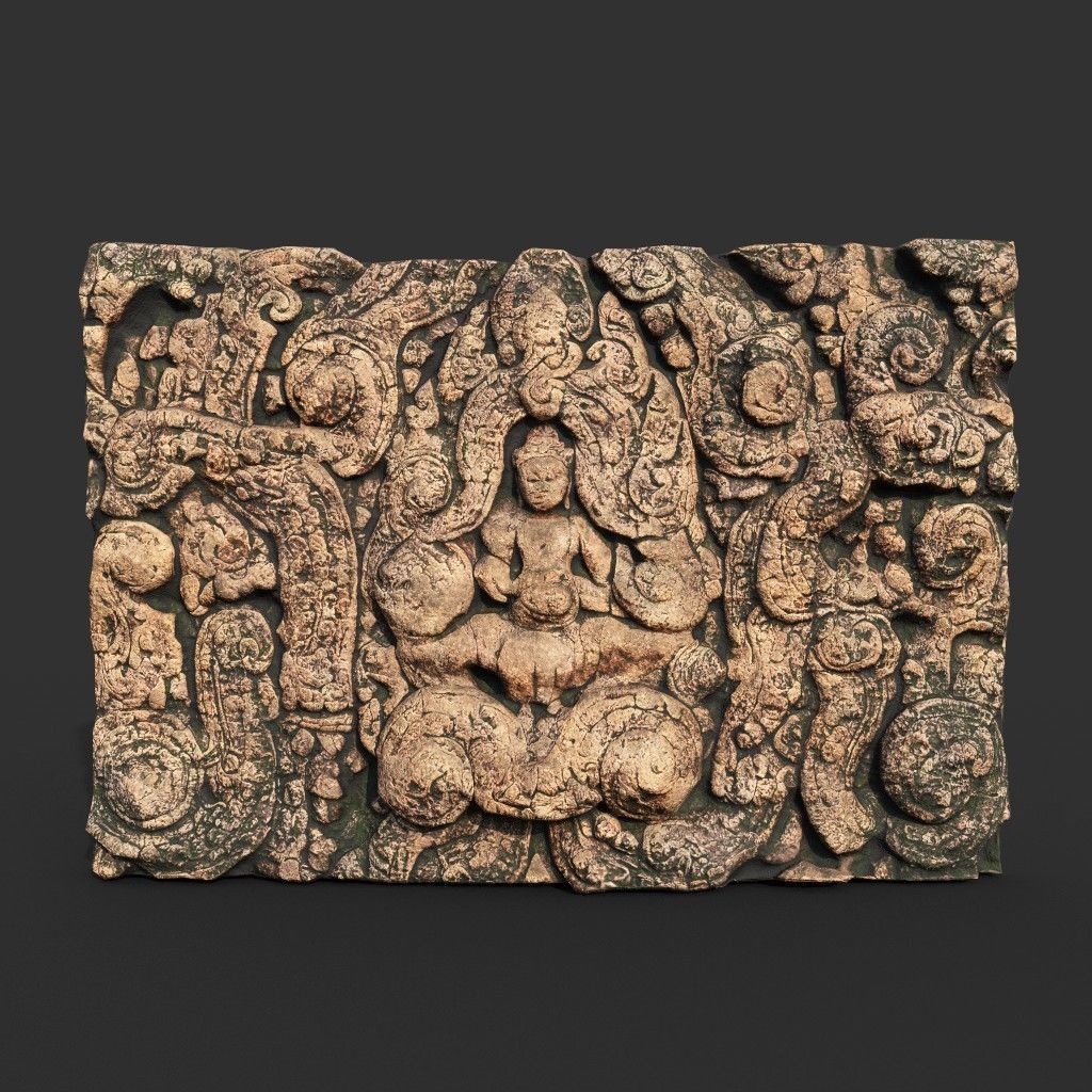 3D model Ancient Khmer Temple Wall modular Ultra HD 16K Texture ...