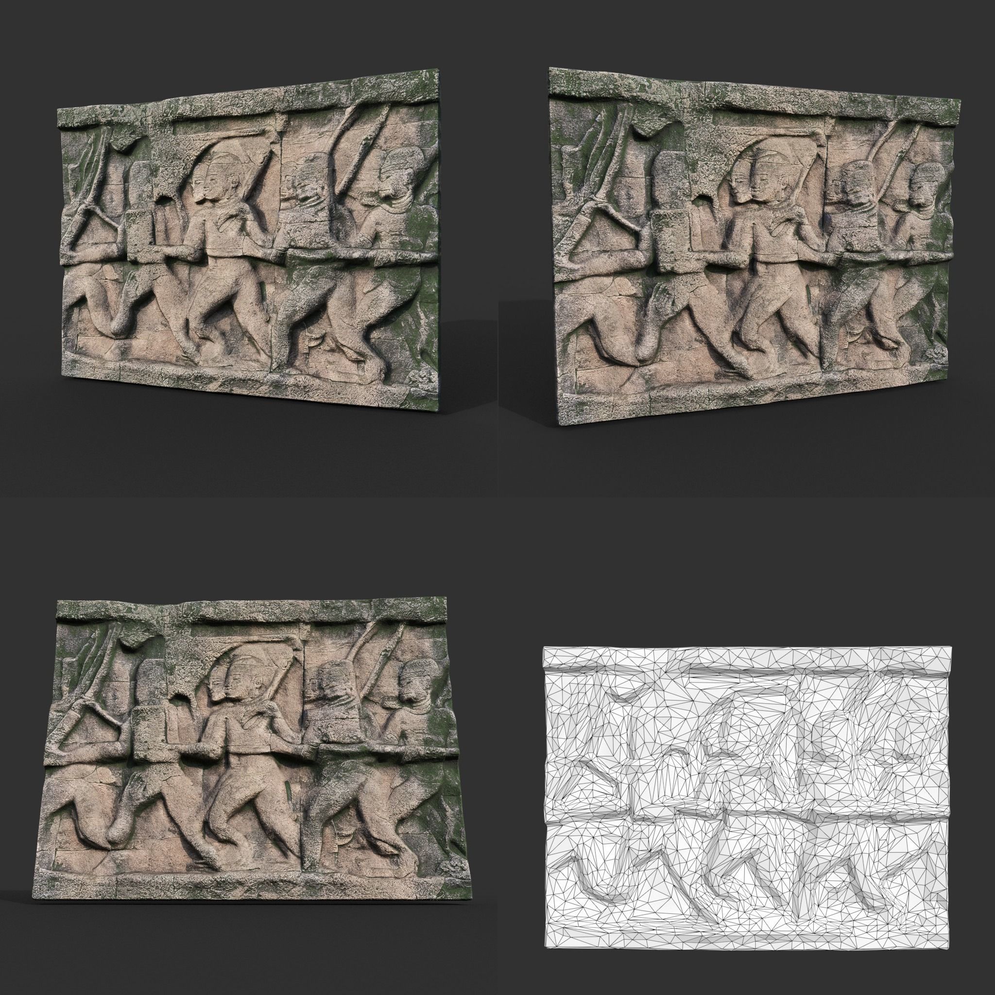 3D model Ancient Khmer Temple Wall modular Ultra HD 16K Texture ...