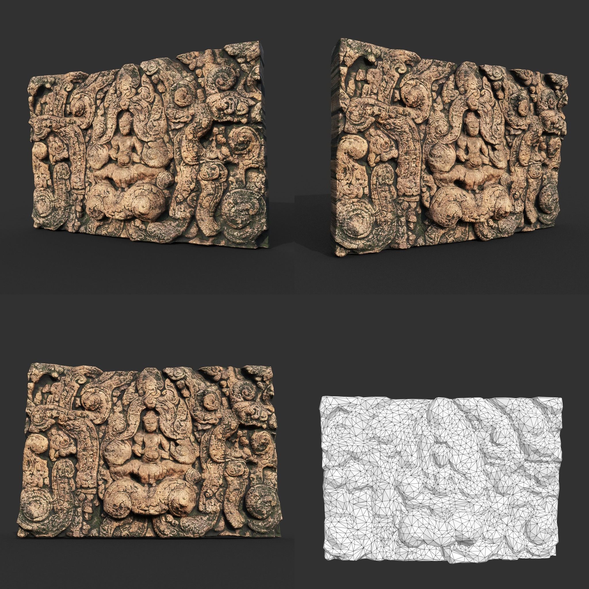3D model Ancient Khmer Temple Wall modular Ultra HD 16K Texture ...