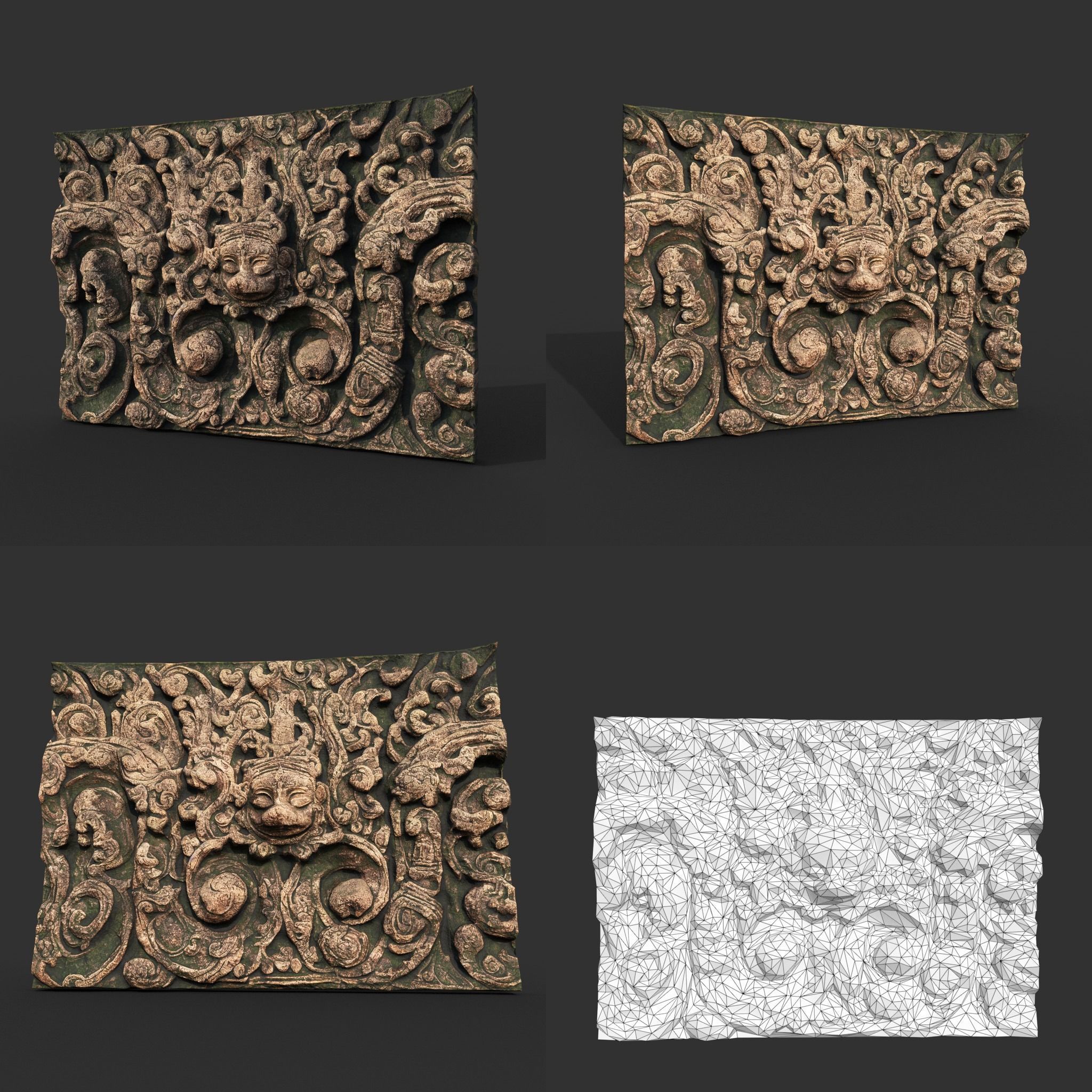 3D model Ancient Khmer Temple Wall modular Ultra HD 16K Texture ...