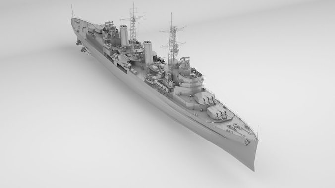 HMS Belfast Town Class Royal Navy Cruiser 3D model rigged | CGTrader