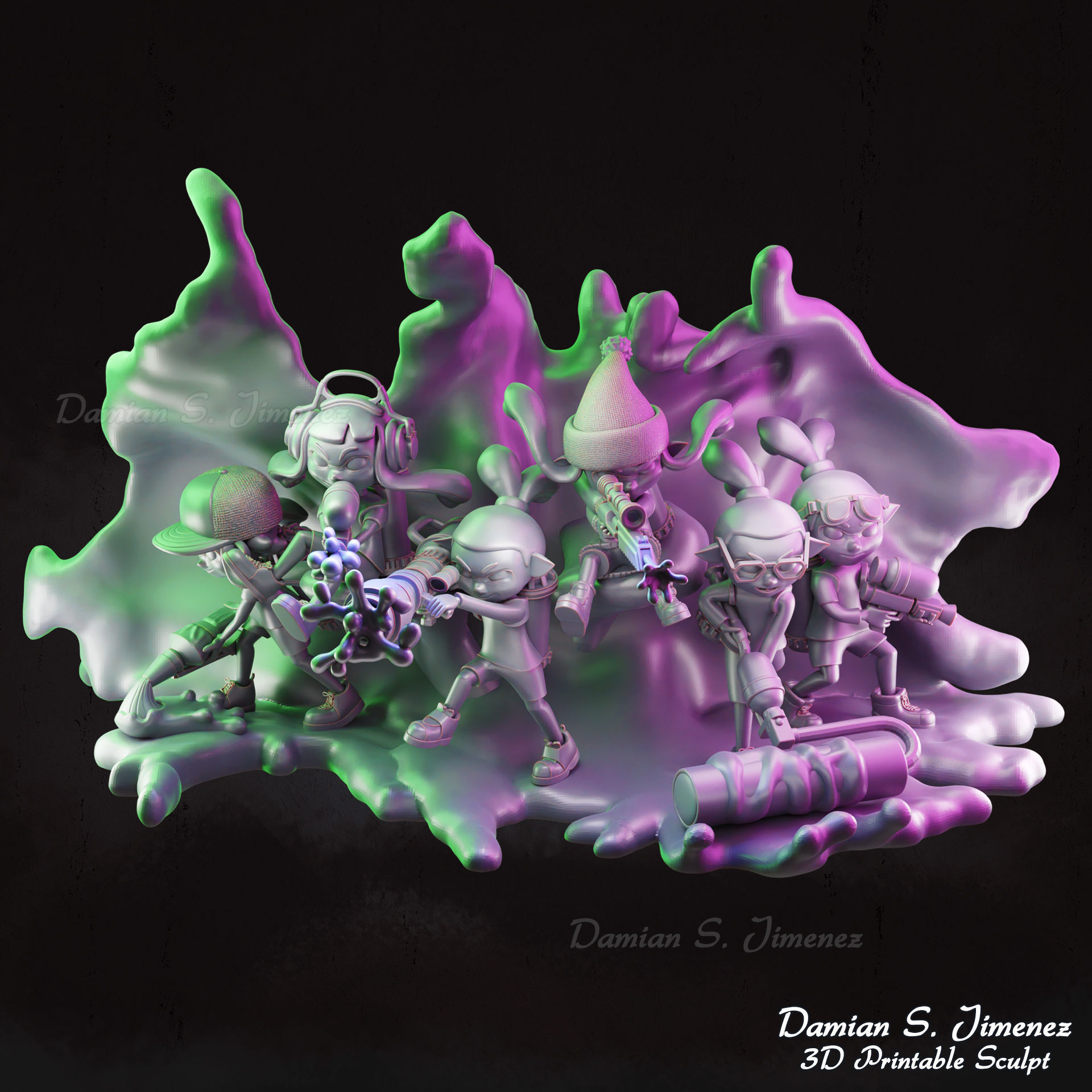 Splatoon 3 Diorama 3D Print stl Splatoon 3D Model 3D model 3D printable ...