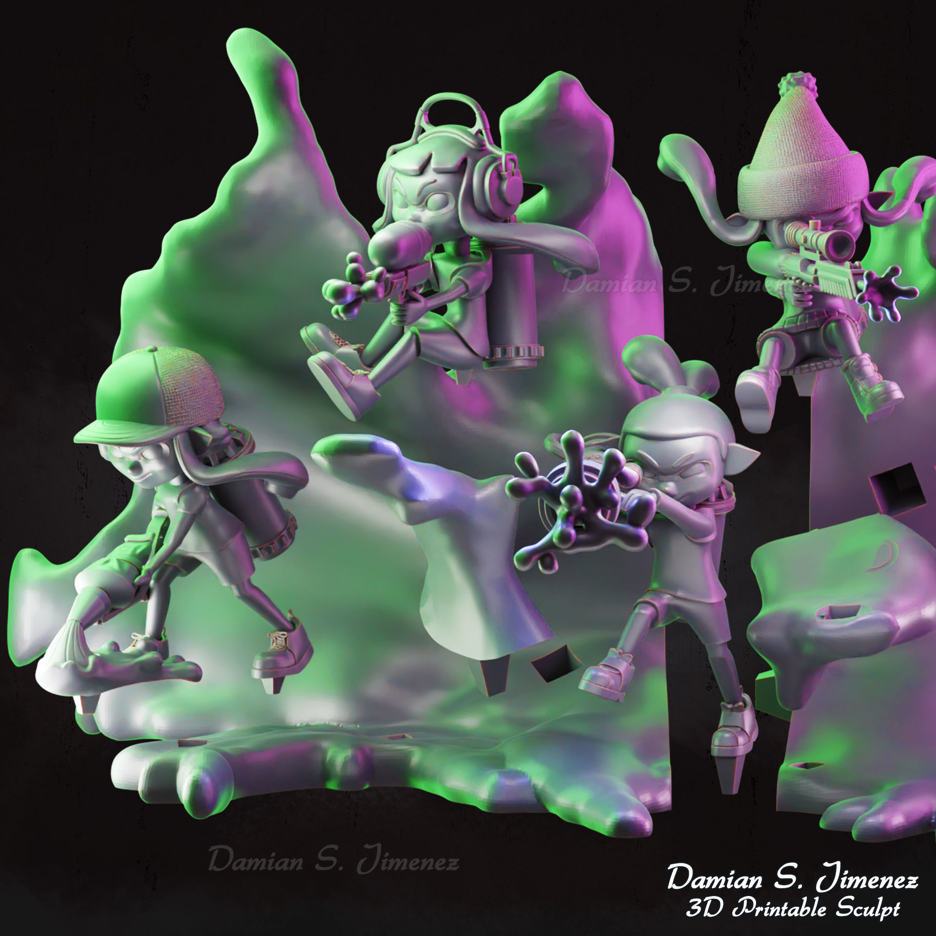 Splatoon 3 Diorama 3D Print stl Splatoon 3D Model 3D model 3D printable ...