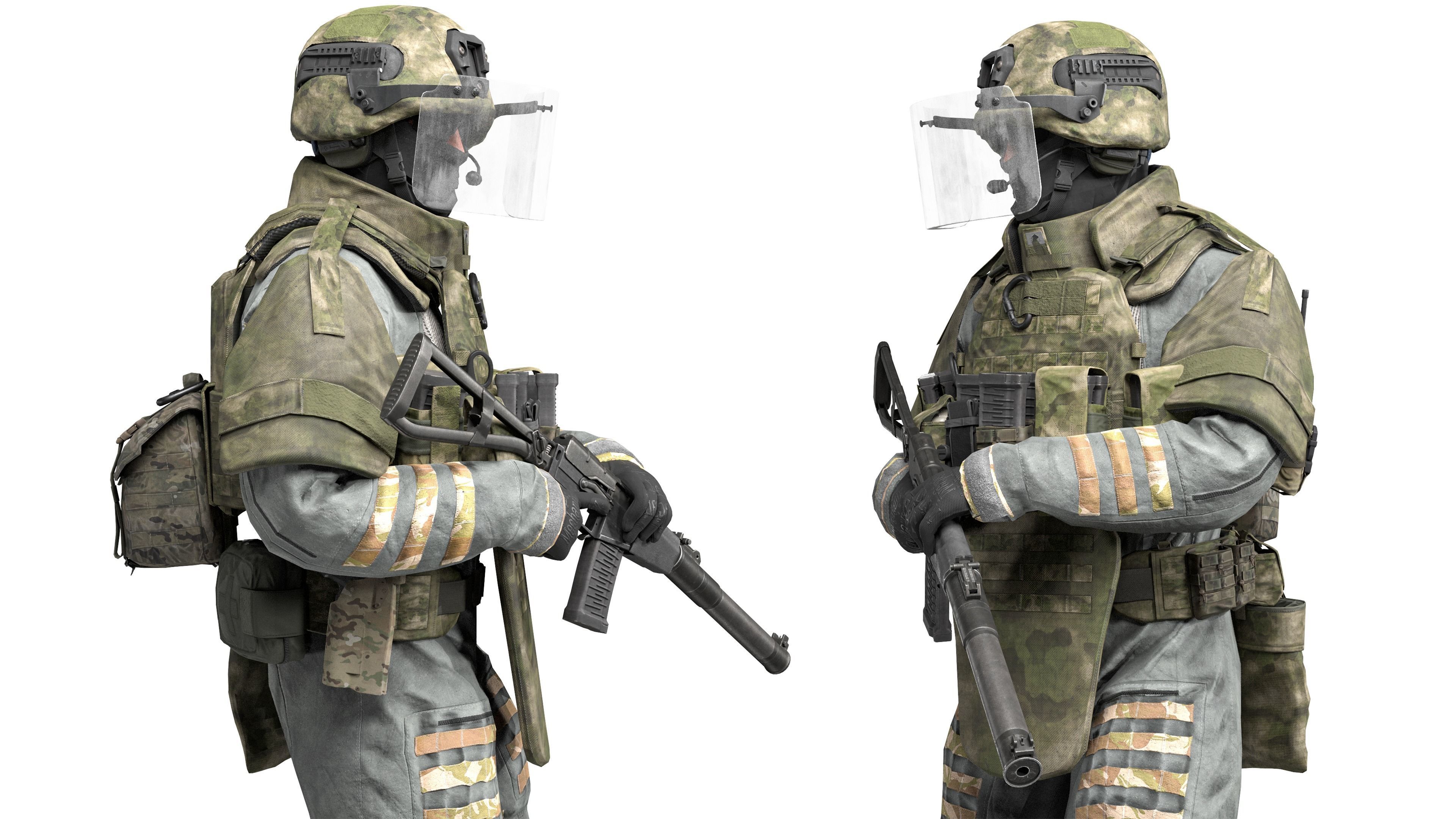 3D model MILITARY Game Ready Character Russian Assault Soldier VR / AR ...