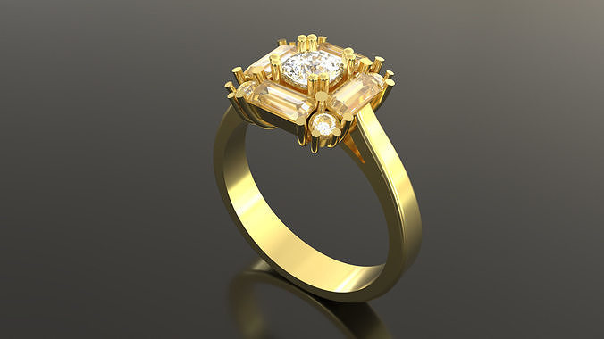 3D model rings women diamond gold VR / AR / low-poly | CGTrader