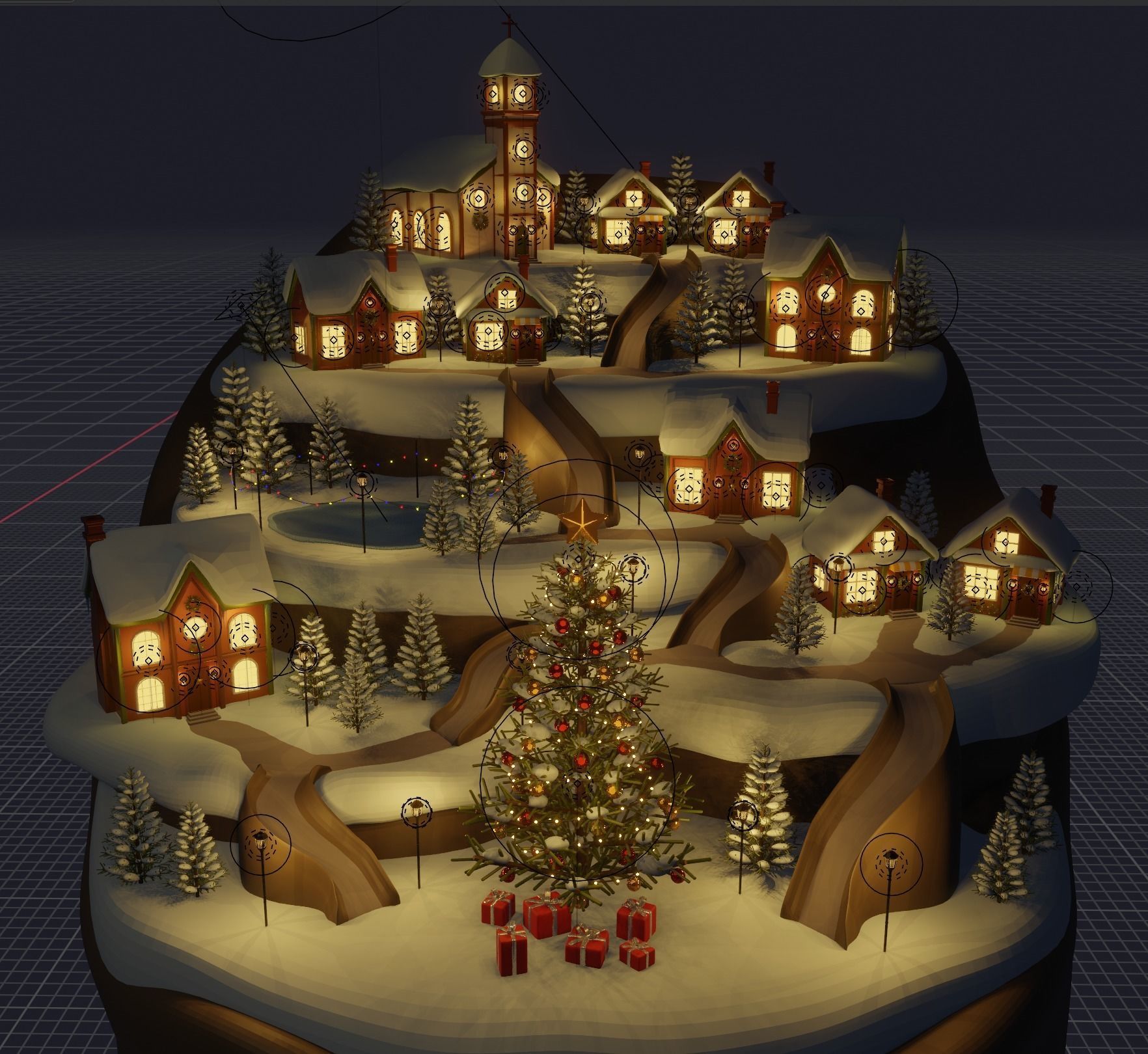 3D model Christmas winter town VR / AR / low-poly | CGTrader
