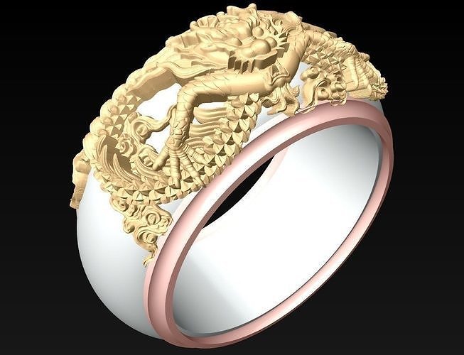 Dragon Ring - Ivory Elephants - Mens Rings - N510 3D model 3D printable ...