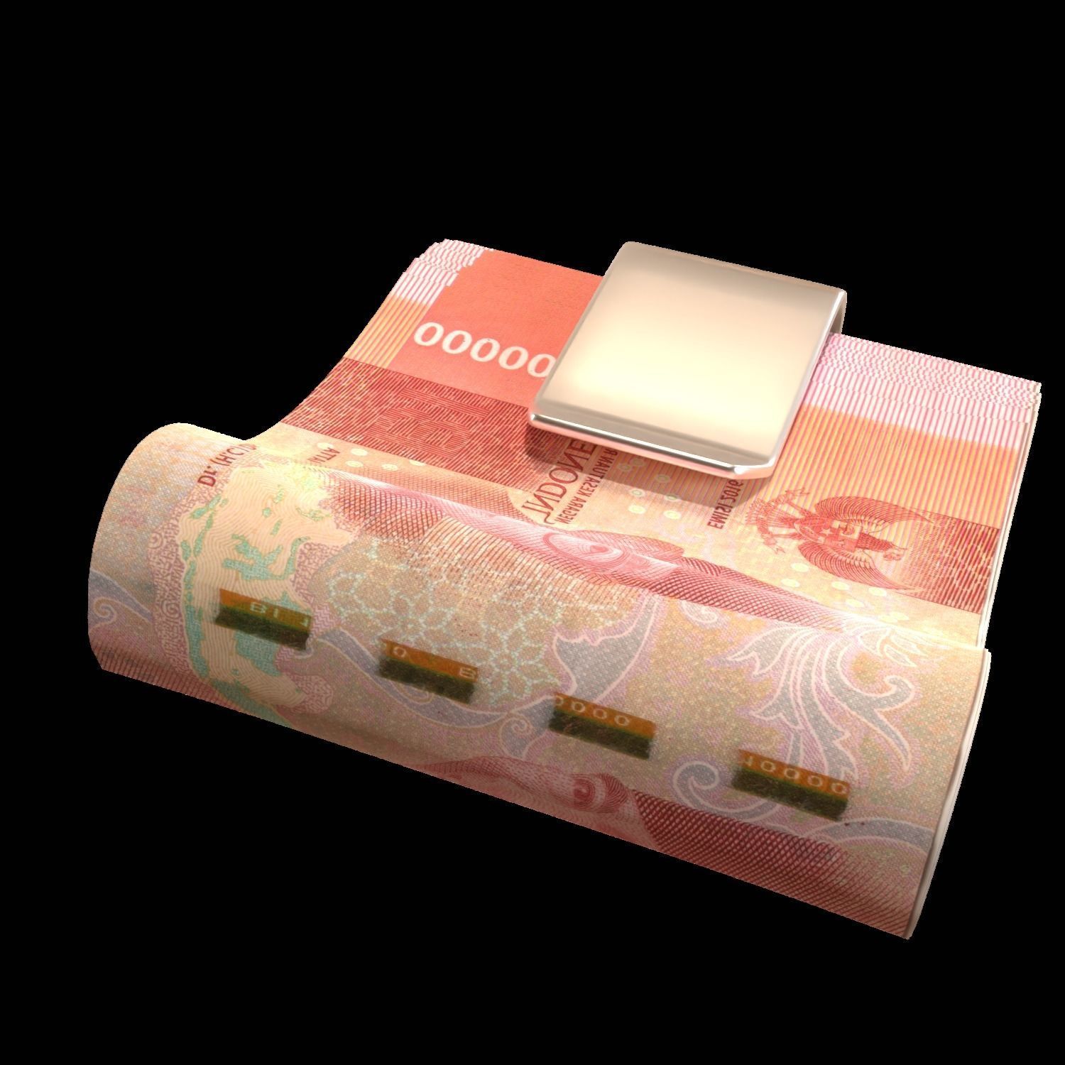 Rupiah Money Stack with clip 3D model | CGTrader