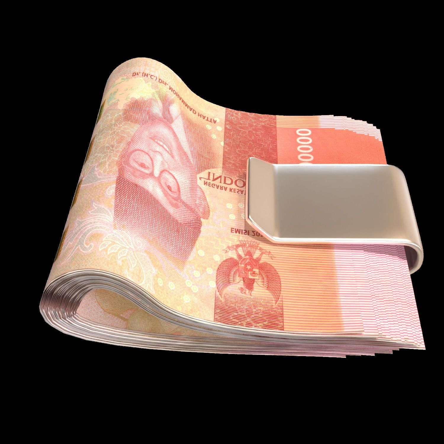 Rupiah Money Stack with clip 3D model | CGTrader