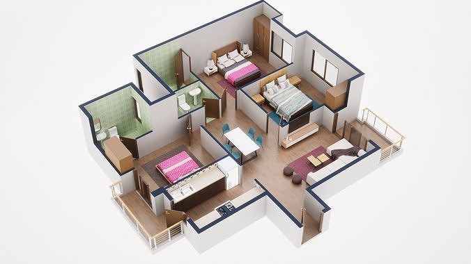 3D Floor Plan Model 50 3D model | CGTrader