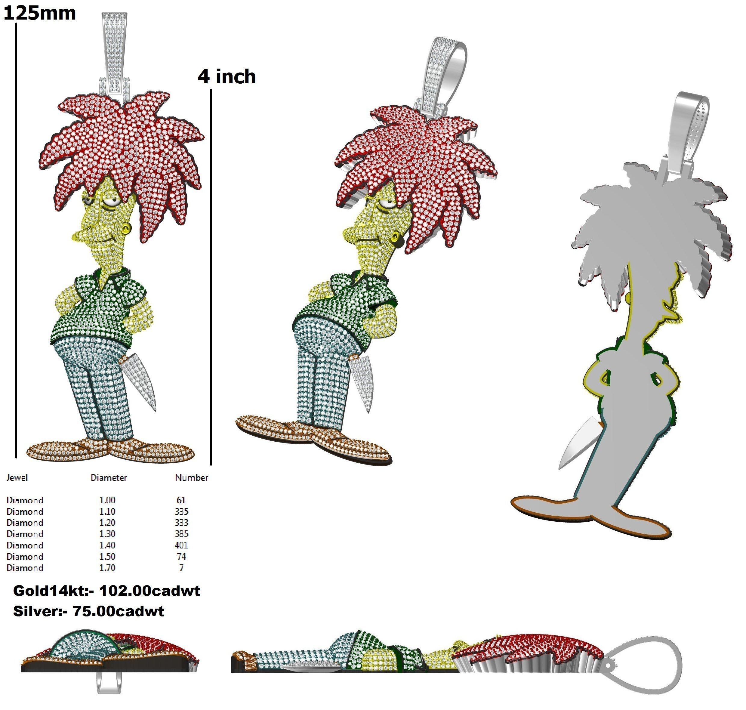 The Simpsons Pendants Hip Hop 3D model 3D printable | CGTrader