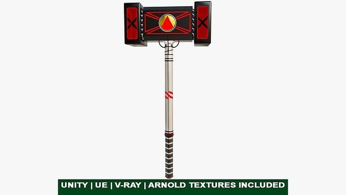 3D model Sci-Fi Battle Hammer 01 All PBR Unity UE V-Ray Textures ...