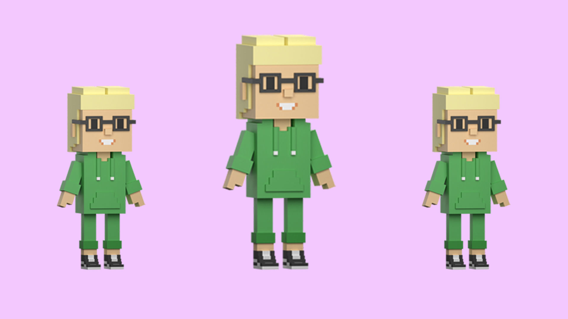 3D model Low poly characters 4 in voxel style VR / AR / low-poly | CGTrader