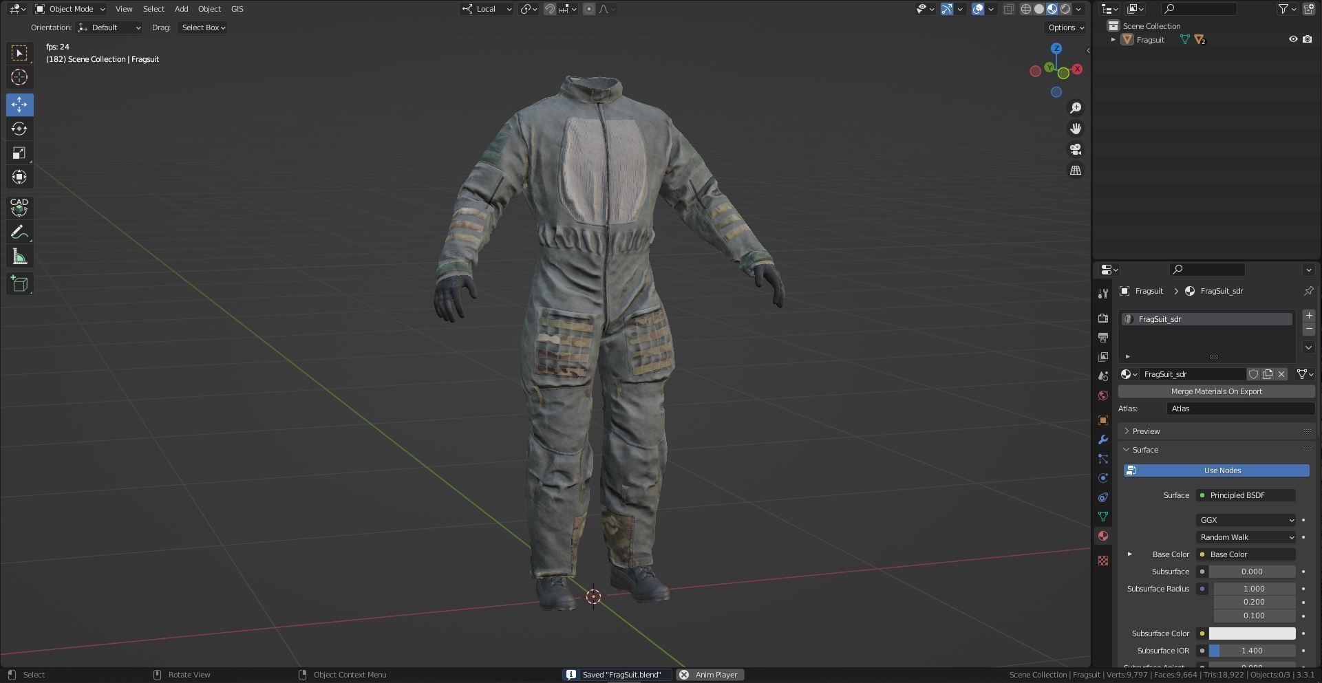 3D model MILITARY Game Ready Fort Fortres Frag Suit VR / AR / low-poly ...