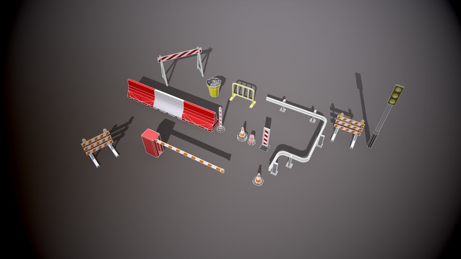 3D model Road paraphernalia set VR / AR / low-poly | CGTrader