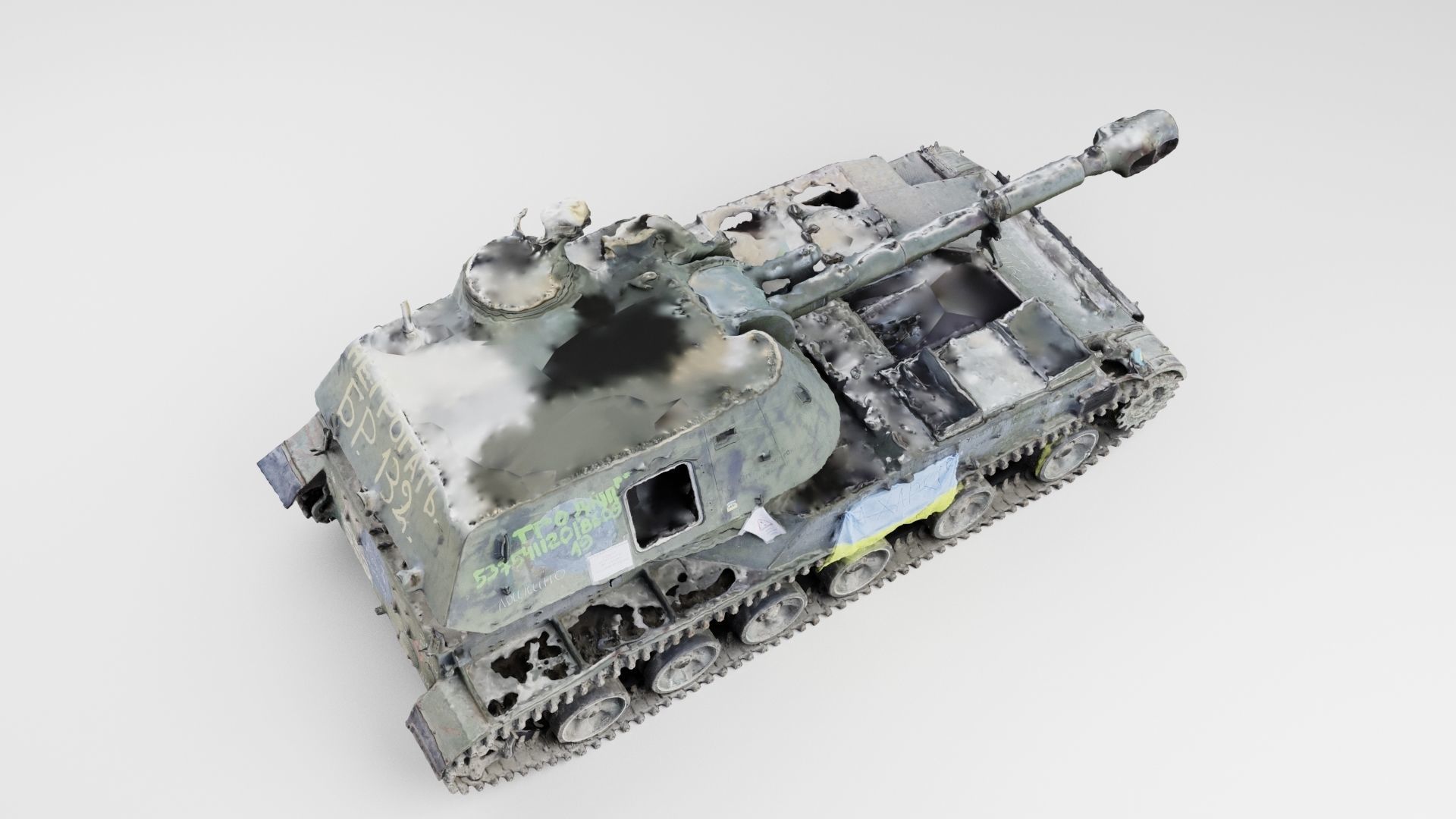 SO-152 2S3 Akatsiya self-propelled gun destroyed by Ukraine 3D model ...