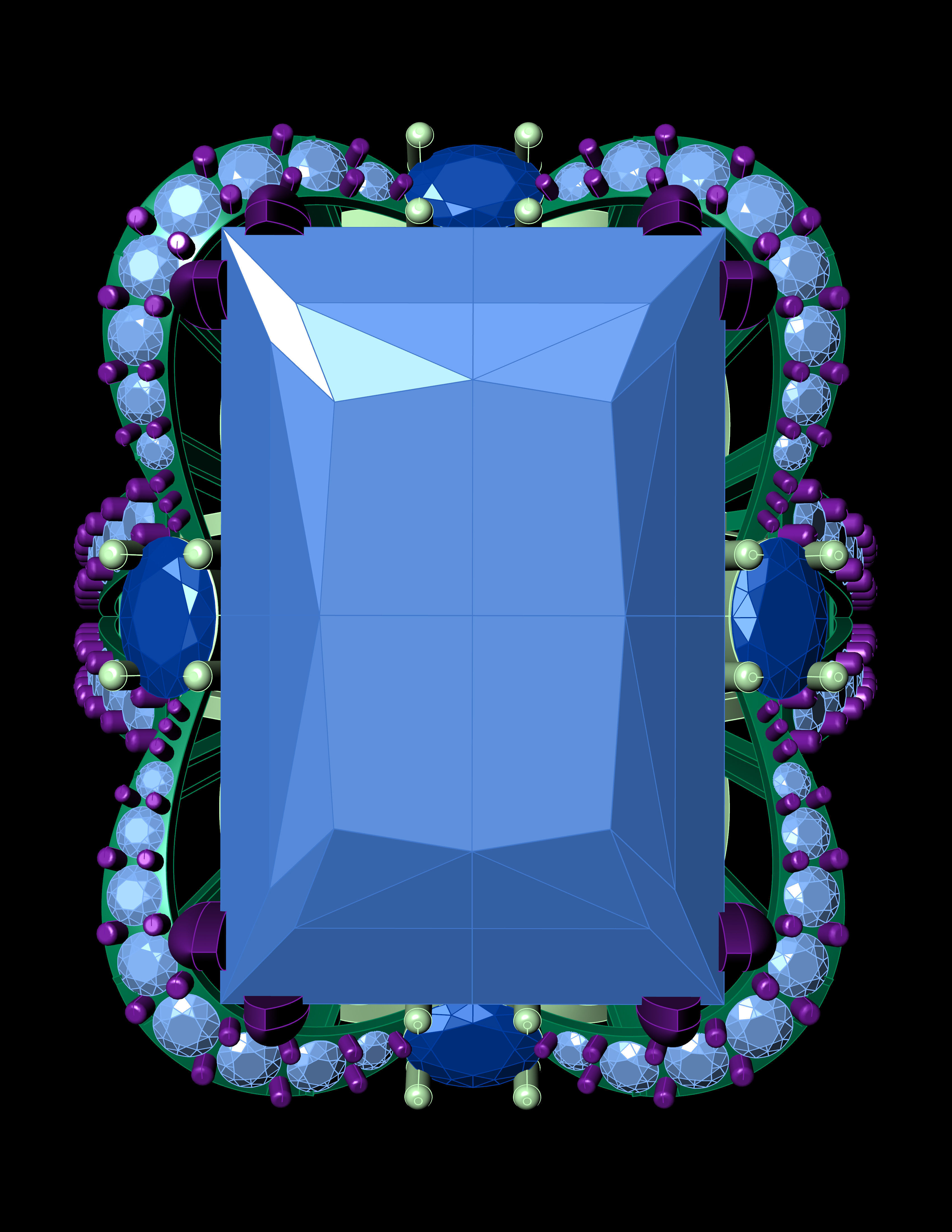 Bule Emerald stone witn Red ovels 3D Print File 3D print model free 3D ...