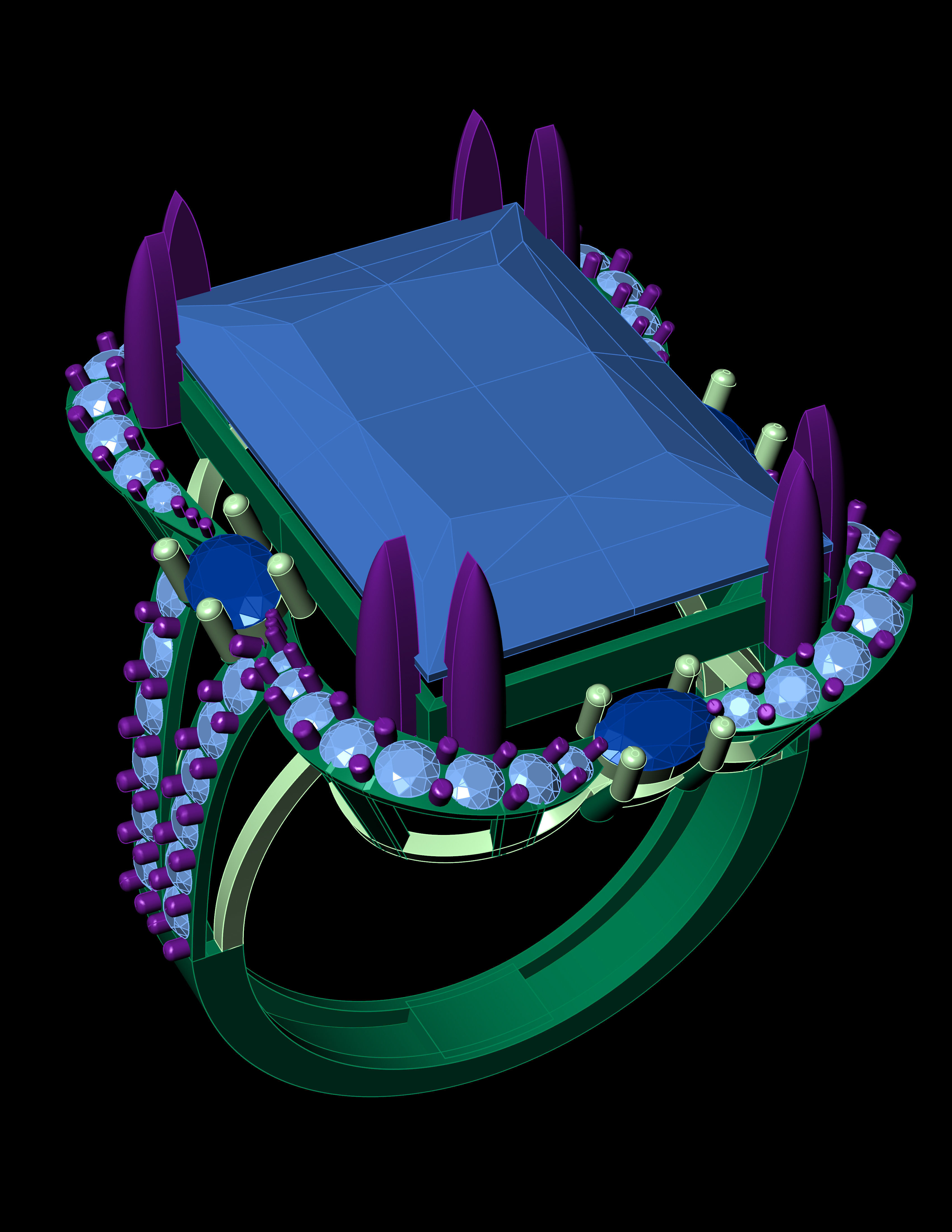 Bule Emerald stone witn Red ovels 3D Print File 3D print model free 3D ...