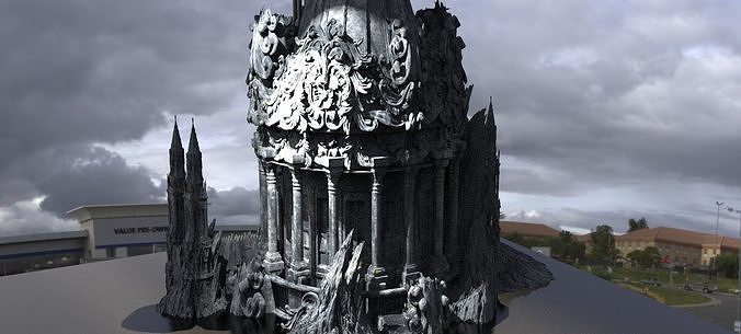 Steampunk Ruin on cliffs 3D model | CGTrader