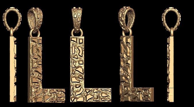 L LETTER INITIAL NUGGET PENDANT 3D model 3D printable | CGTrader