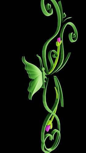 3D model Butterfly flourishes low poly VR / AR / low-poly | CGTrader