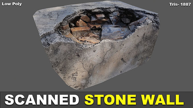 3D model Stone Wall Low Poly 2 VR / AR / low-poly | CGTrader