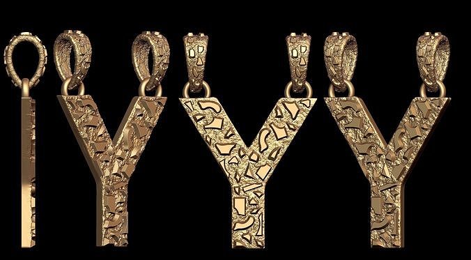 Y LETTER INITIAL NUGGET PENDANT 3D model 3D printable | CGTrader