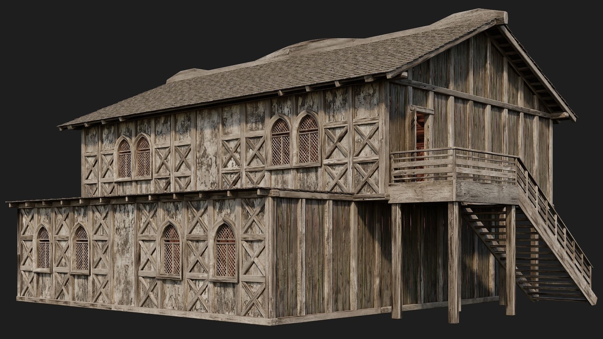 3D model Old Medieval House Building 4K Textures GameReady 176 VR / AR ...