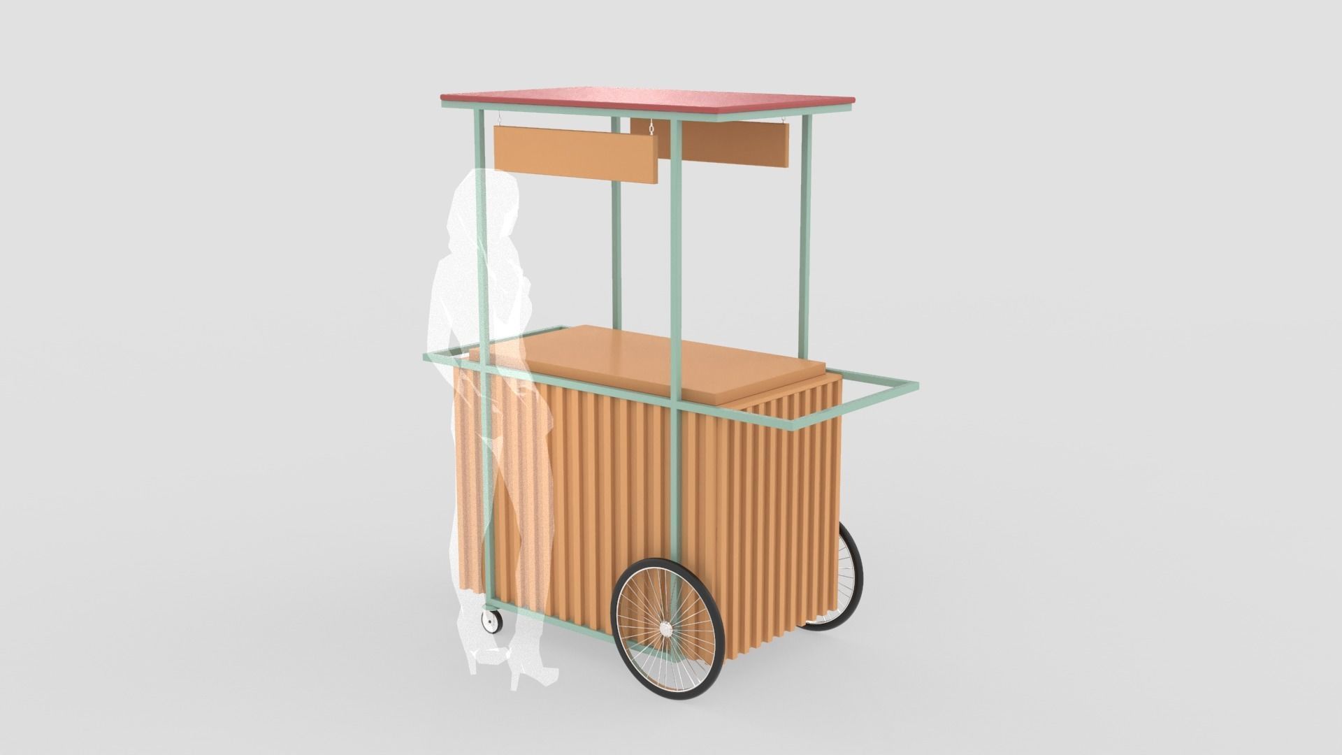 Wooden Push Cart 3D model | CGTrader