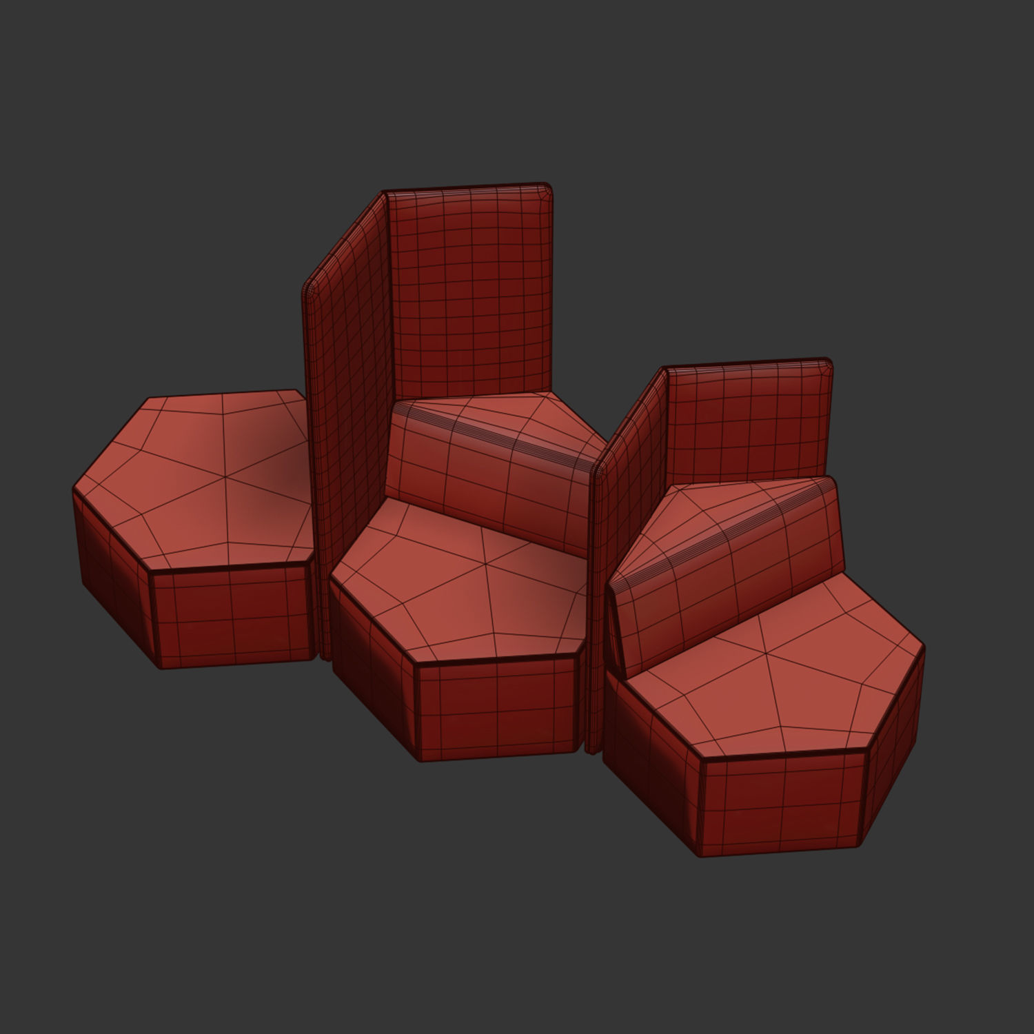 Multifunctional hexagonal seating system 3D model | CGTrader