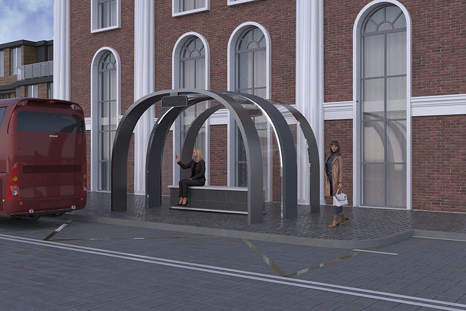 3D model BUS STOP MINIMAL VR / AR / low-poly | CGTrader