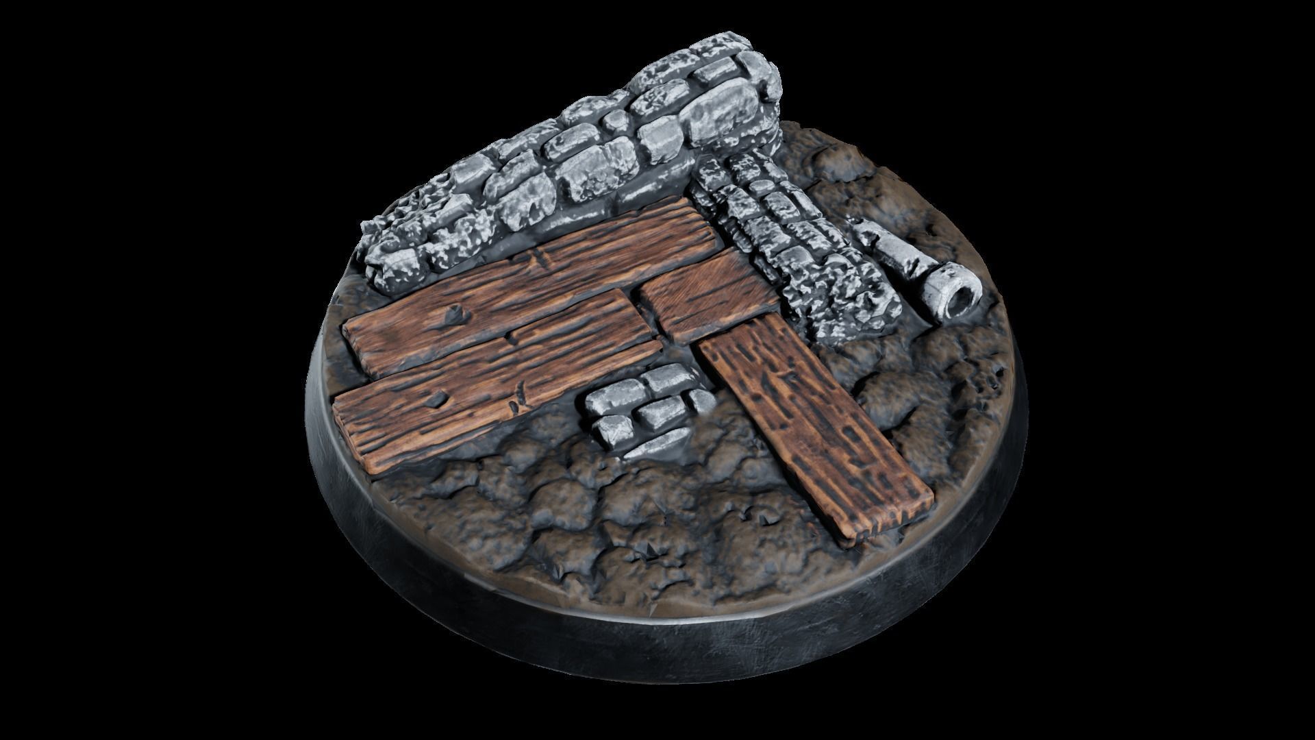 Rubble Ruins Miniature Bases 32mm 3D model 3D printable | CGTrader