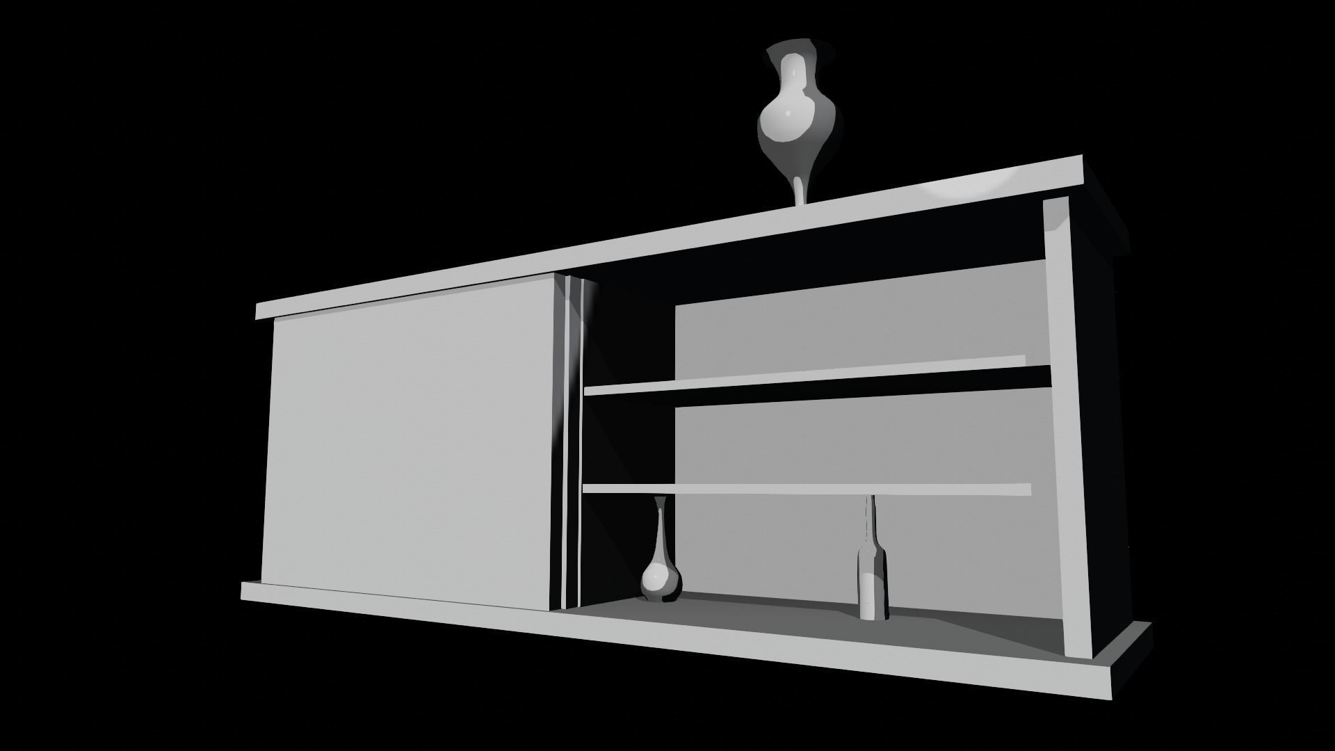 3D model Bar Cabinet Glass Bottle Vase animated furnitur VR / AR / low ...