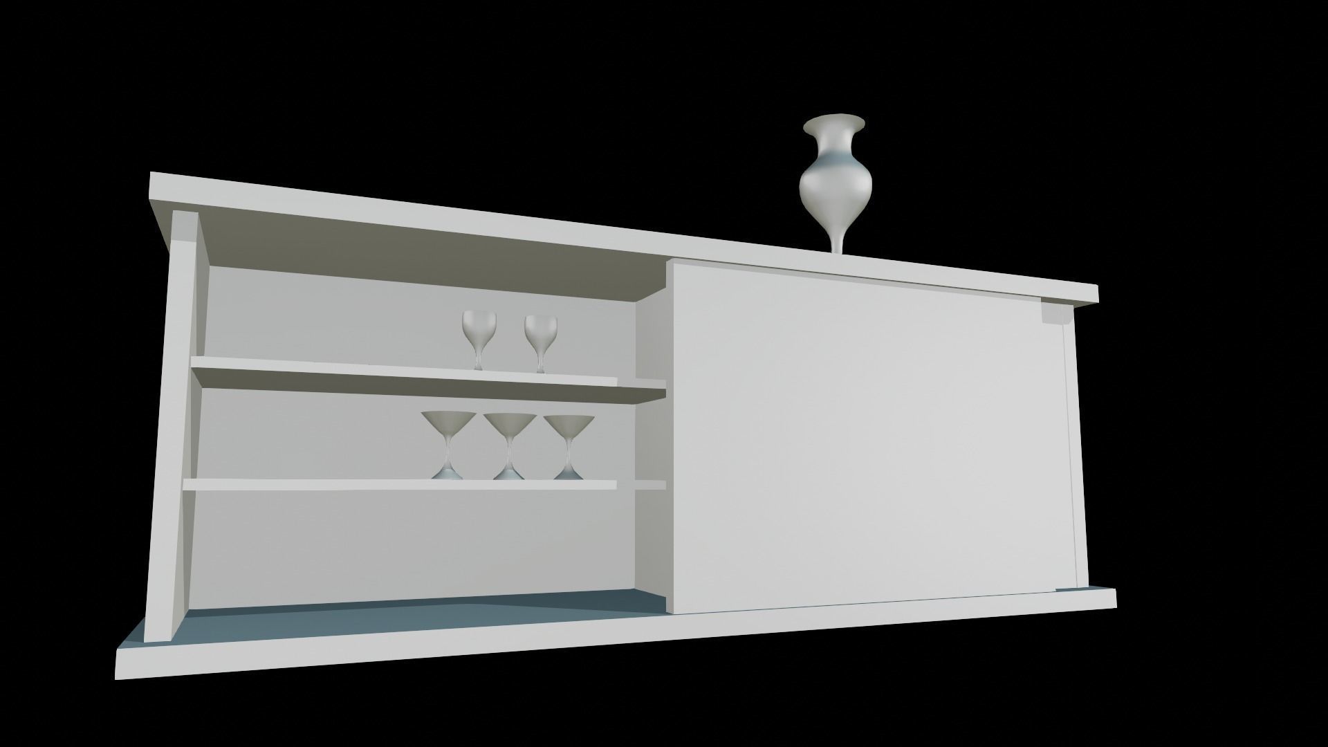 3D model Bar Cabinet Glass Bottle Vase animated furnitur VR / AR / low ...