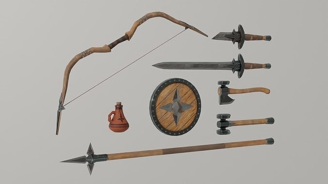 3D model Starter Weapon Set VR / AR / low-poly | CGTrader