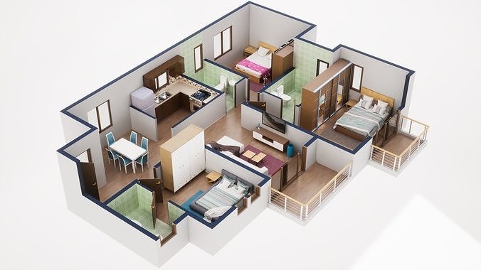 3D Floor Plan Model 53 3D model | CGTrader