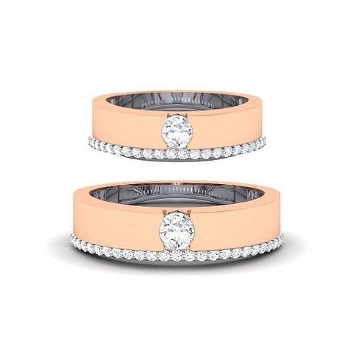 Solitaire Couple Band Rings 3D model 3D printable | CGTrader