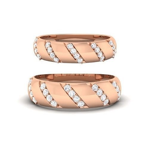 Solitaire Couple Band Rings 3D model 3D printable | CGTrader