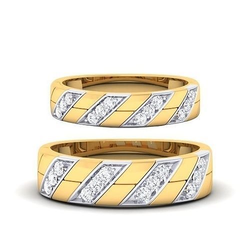 Solitaire Couple Band Rings 3D model 3D printable | CGTrader