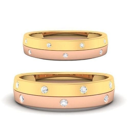 Solitaire Couple Band Rings 3D model 3D printable | CGTrader