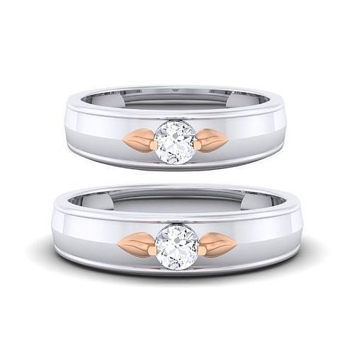 Solitaire Couple Band Rings 3D model 3D printable | CGTrader