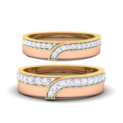 Solitaire Couple Band Rings 3D model 3D printable | CGTrader