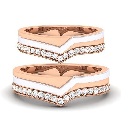 Solitaire Couple Band Rings 3D model 3D printable | CGTrader