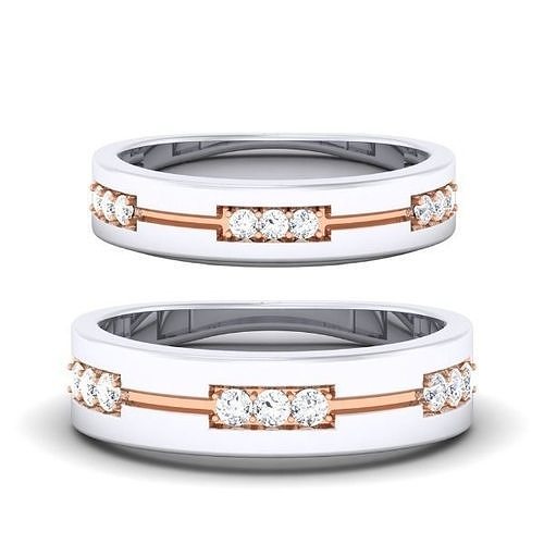 Solitaire Couple Band Rings 3D model 3D printable | CGTrader