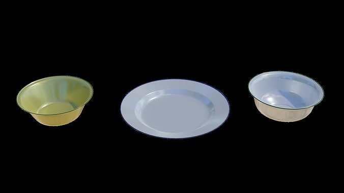Crockery plastic plates and bowls 3D model | CGTrader