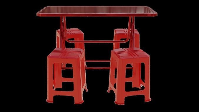 Thai Street Food table 3D model | CGTrader