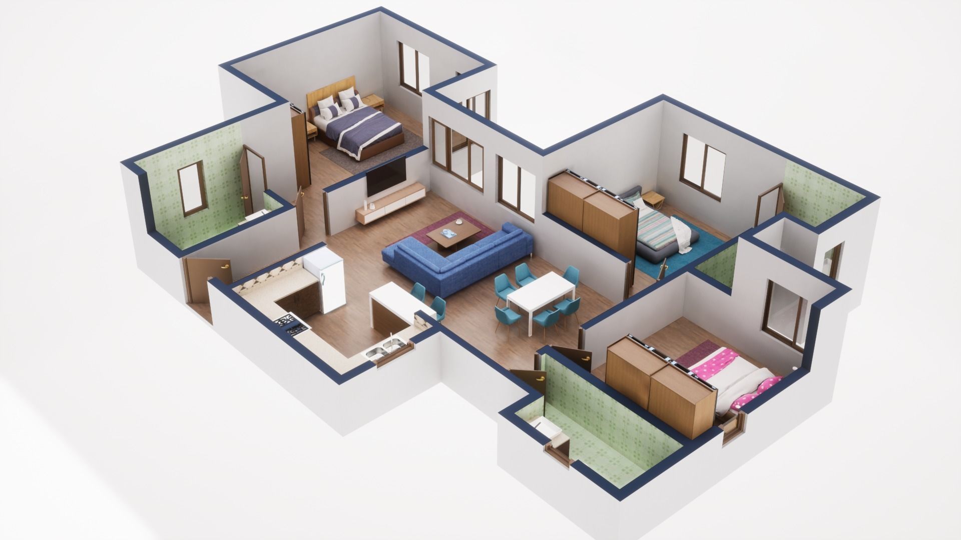 3D Floor Plan Model 56 3D model | CGTrader