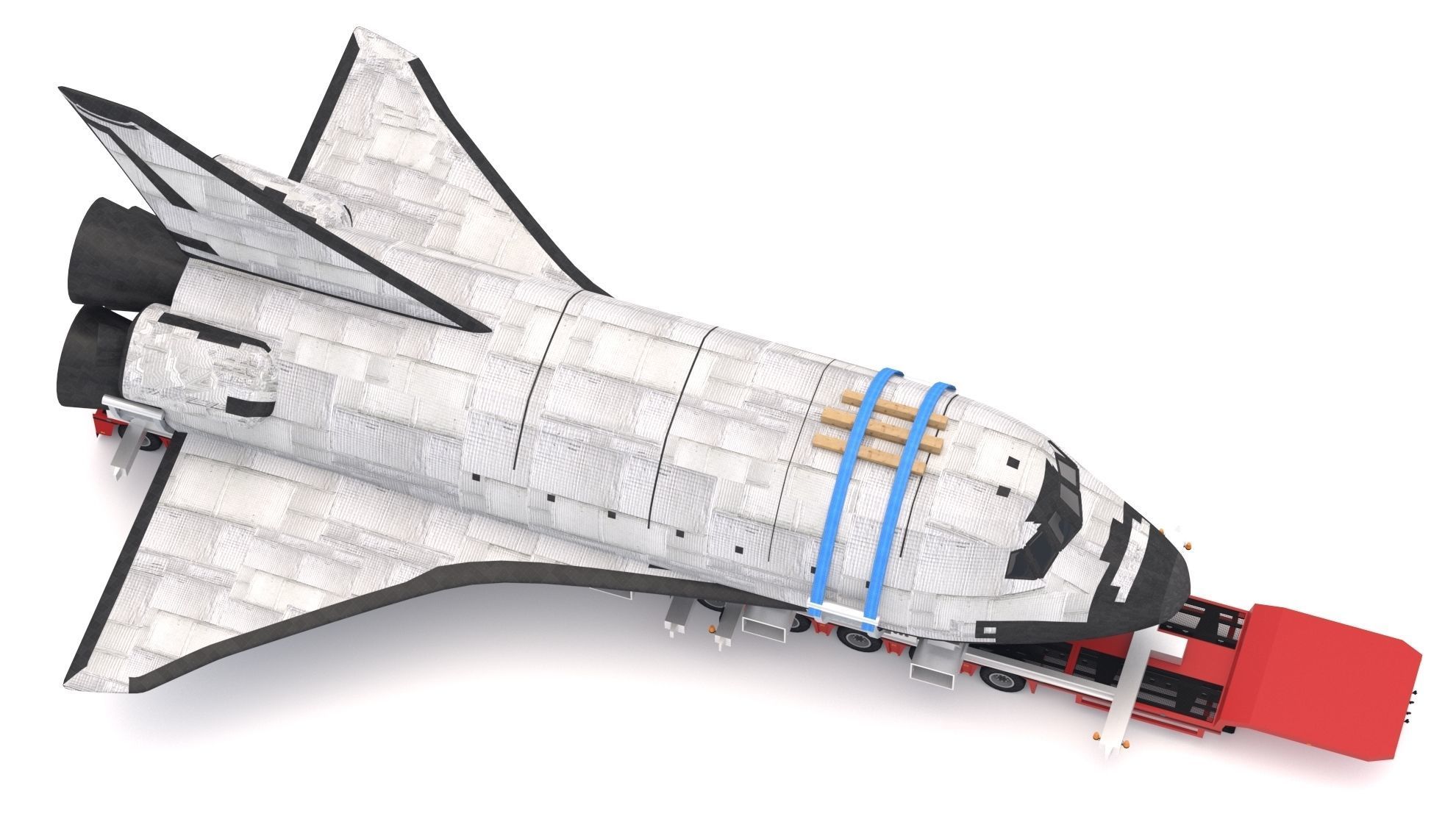 Lowboy Trailer with Space Shuttle 3D model | CGTrader